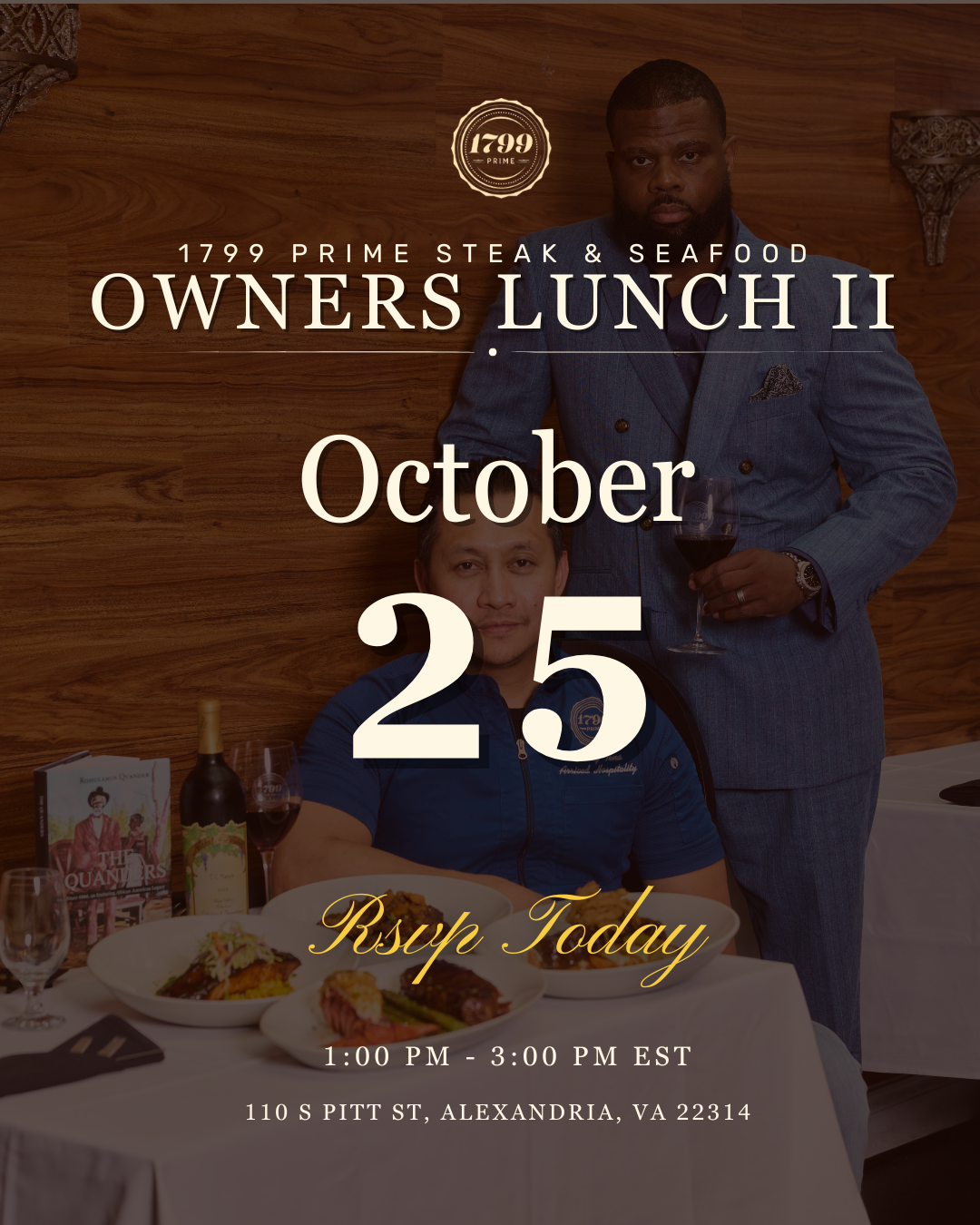 Owners Lunch Series II | 1799 Prime Steak & Seafood - Alexandria, VA